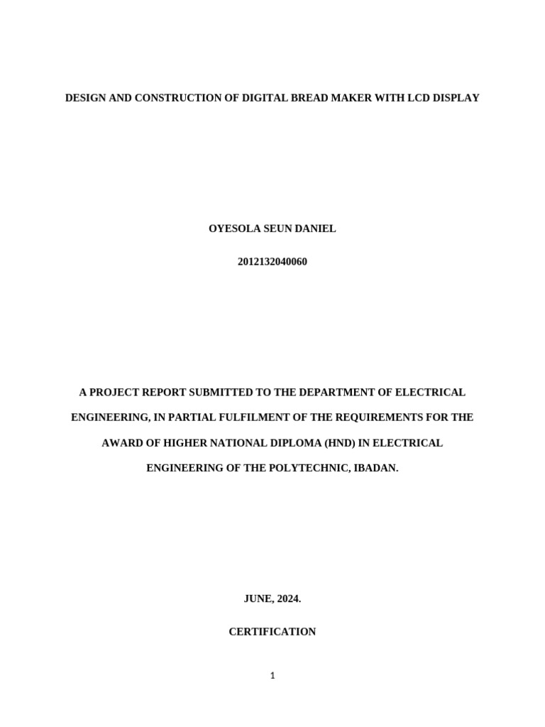 CH 1-6 - Design and Construction of Digital Bread Maker With LCD Display | PDF | Rectifier ...