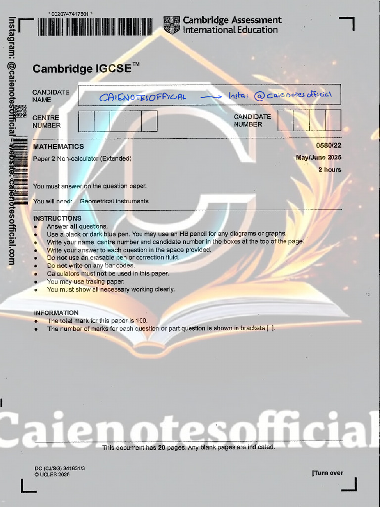 Igcse Solved Question Paper 22 - Caienotesofficial | PDF