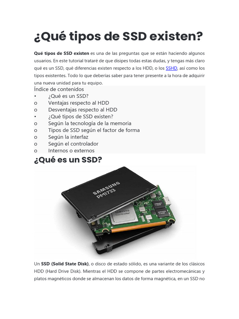 Qué Tipos de SSD Existen | PDF | Unidad de estado sólido | Disco duro