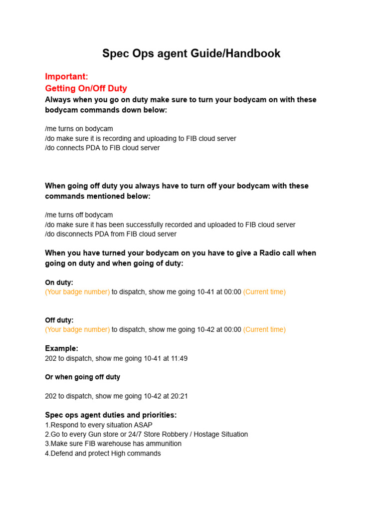 Spec Ops agent Guide_Handbook | PDF | Crimes | Crime & Violence