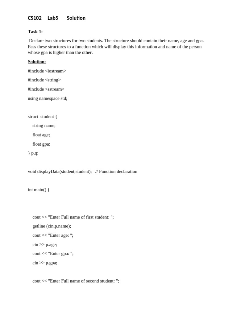 Tuesday (Evening) Lab5 Solution | PDF