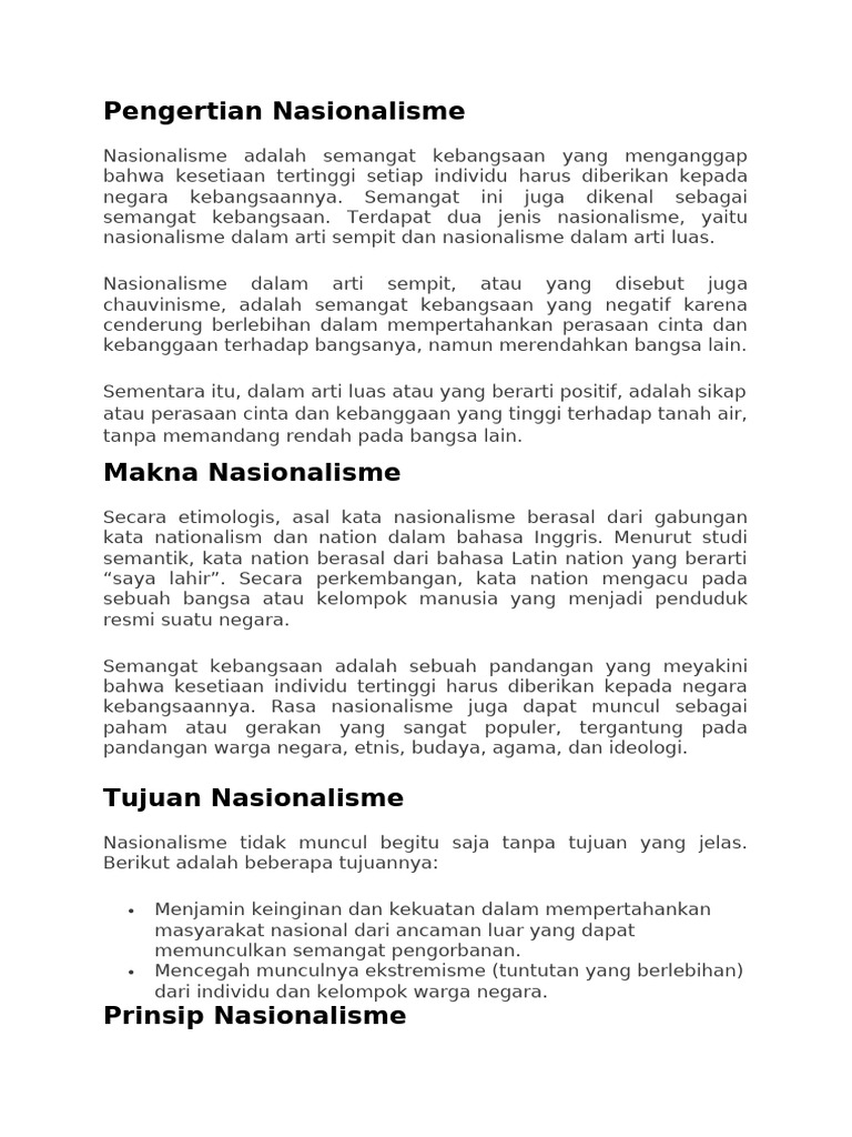 Pengertian Nasionalisme | PDF