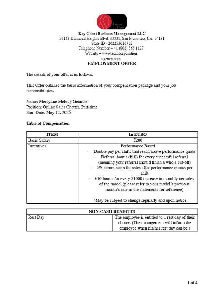 Mercyline Melody Getanke | PDF | Employment | Salary