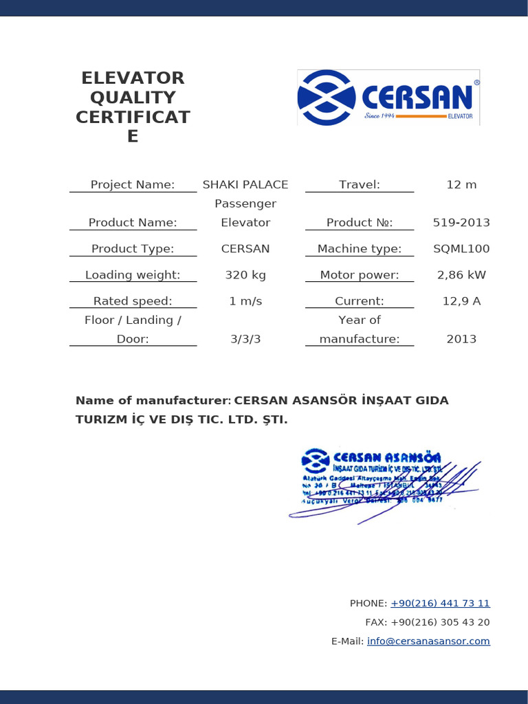 Quality Certificate | PDF