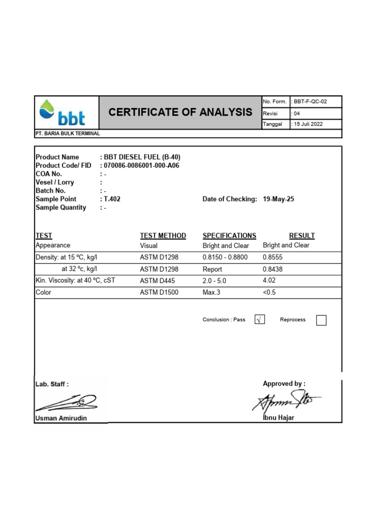 Coa B40 BBT | PDF