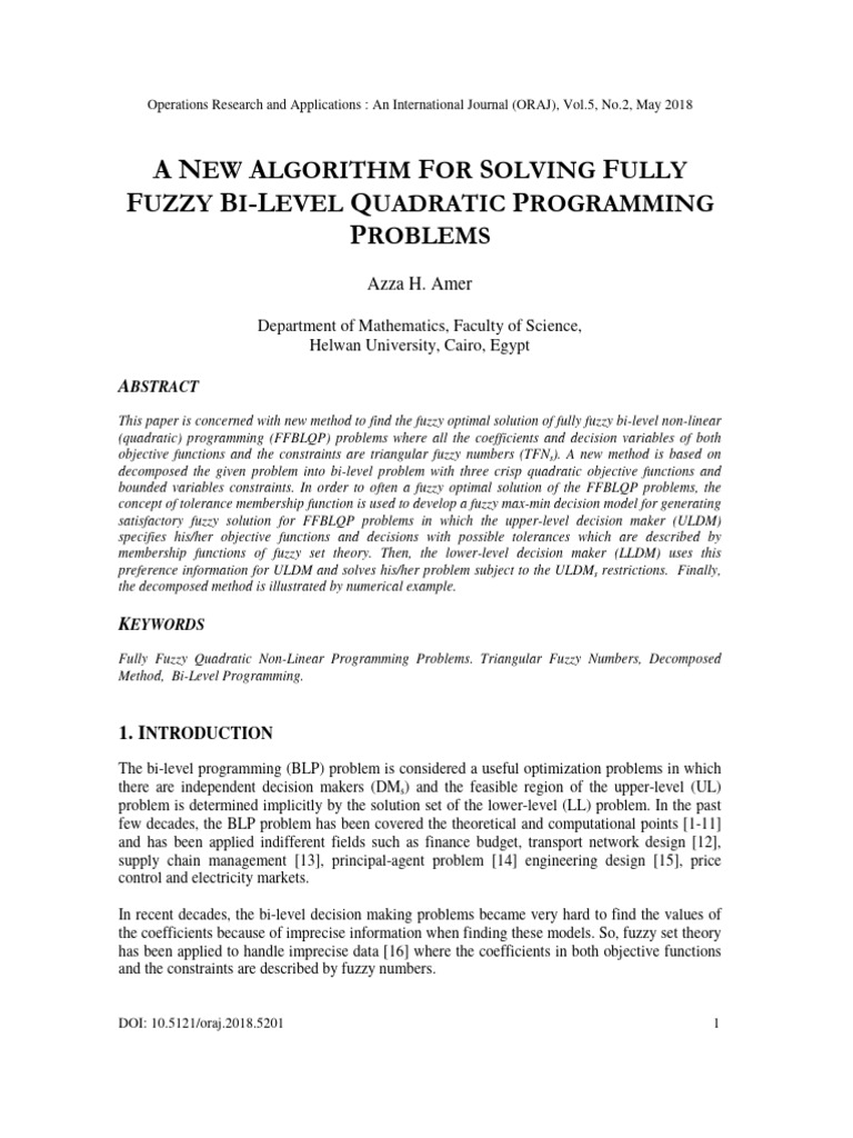 A New Algorithm For Solving Fully Fuzzy Bi Level Quadratic Programming