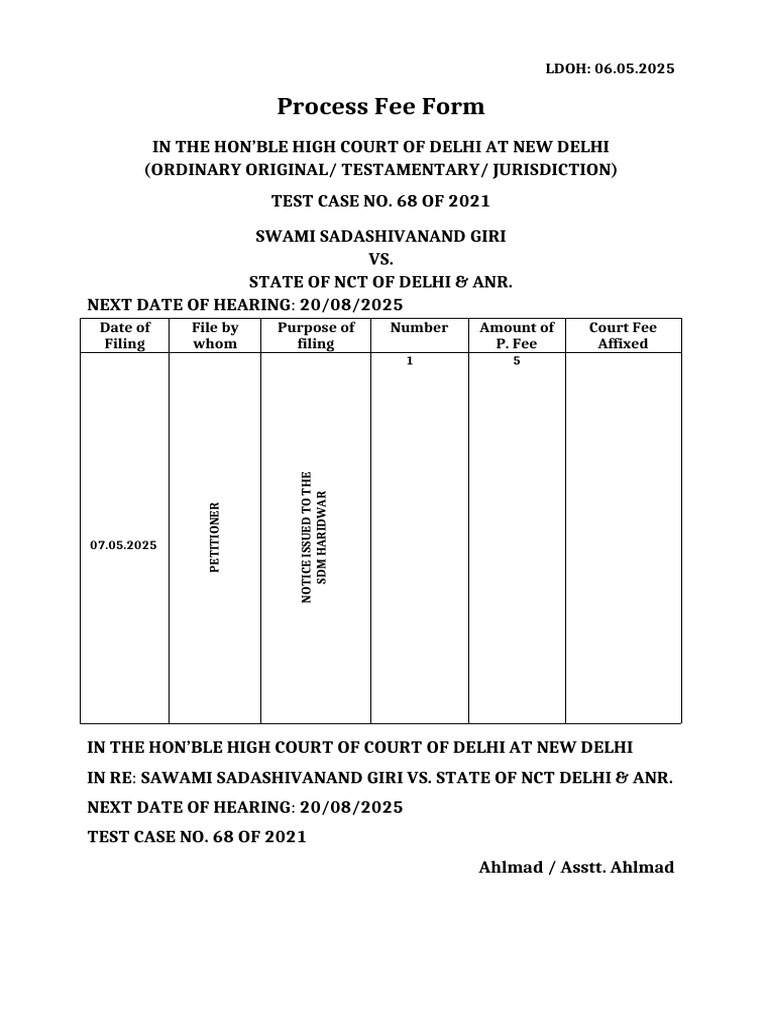 Process Fee Form District Court (1) (1) | PDF | Companies Of The United ...