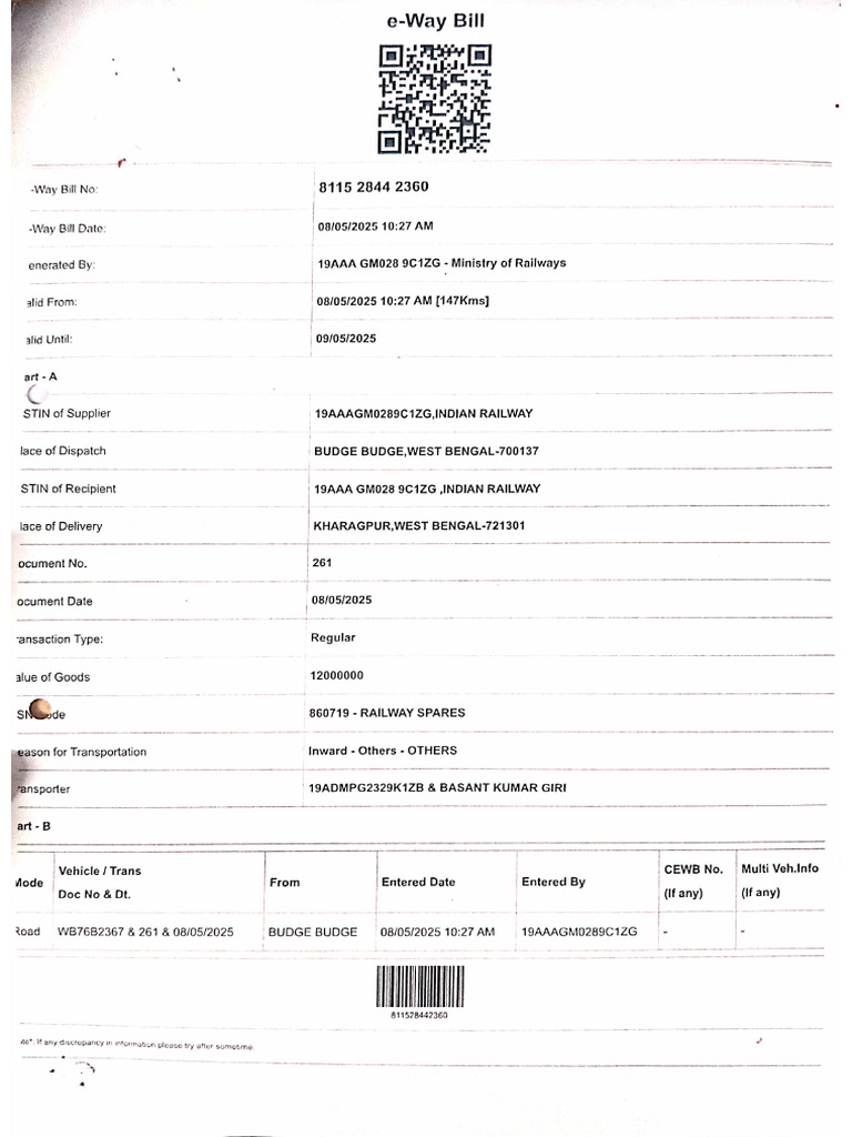 E Way Bill | PDF