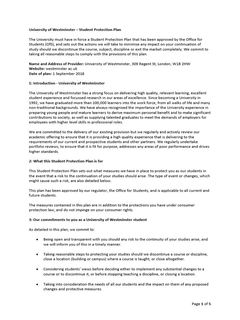 Student-protection-plan | PDF | Risk | Risk Management