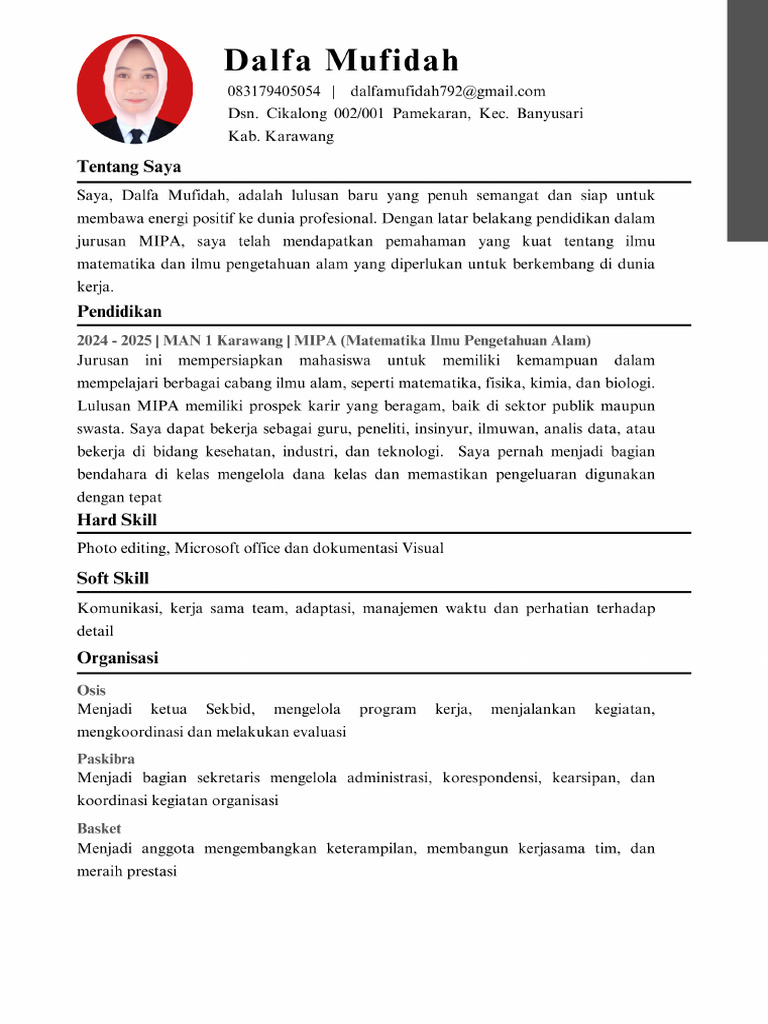 Dalfa Mufidah Cv. PDF | PDF