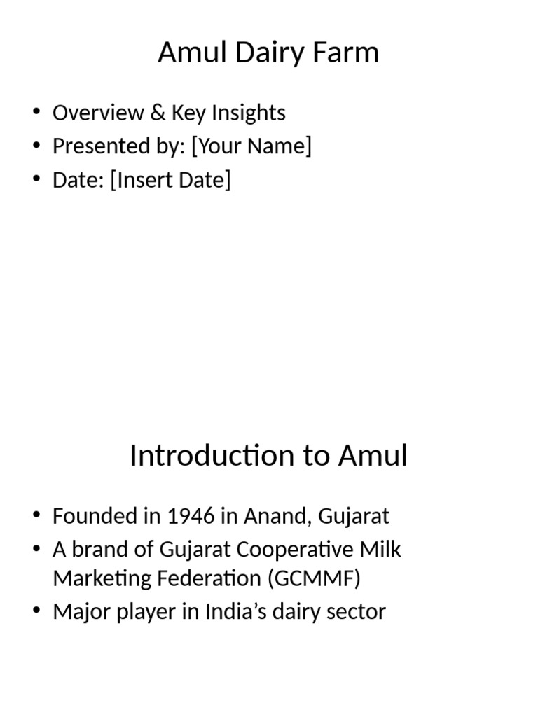 Amul Dairy Farm | PDF