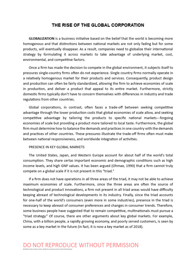 GEC 8 The Rise of The Global Corporation | PDF | Economies | Business Economics