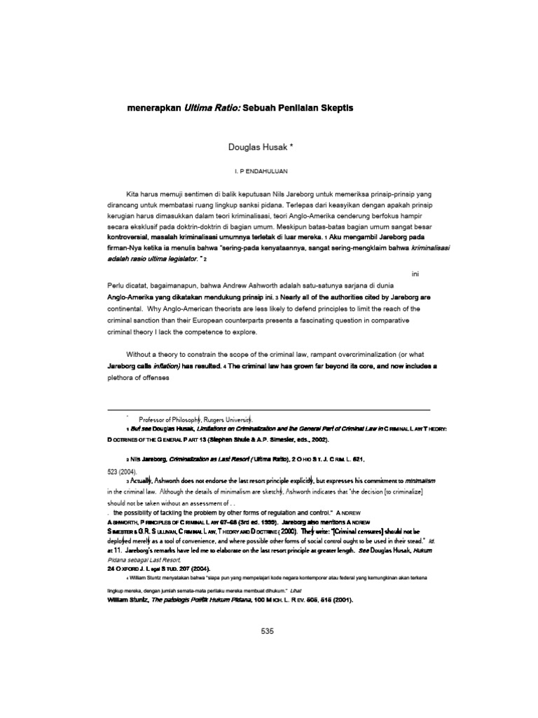 Skeptical View on Ultima Ratio Principle | PDF | Punishments | Crime ...
