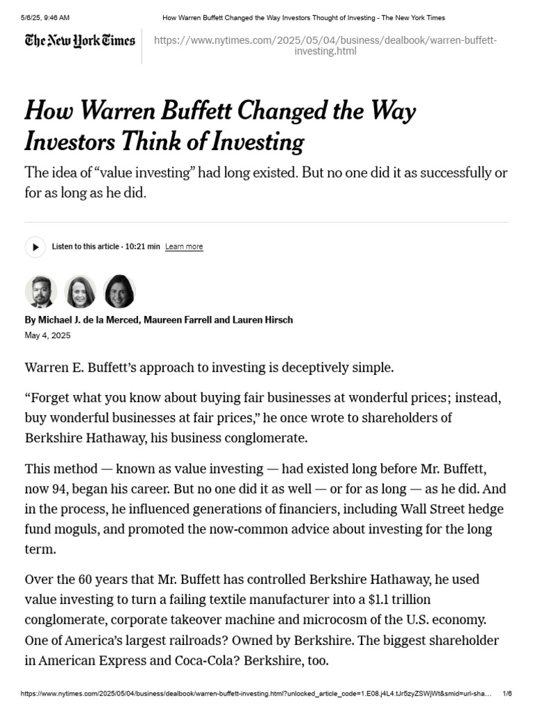How Warren Buffett Changed the Way Investors Thought of Investing - The ...