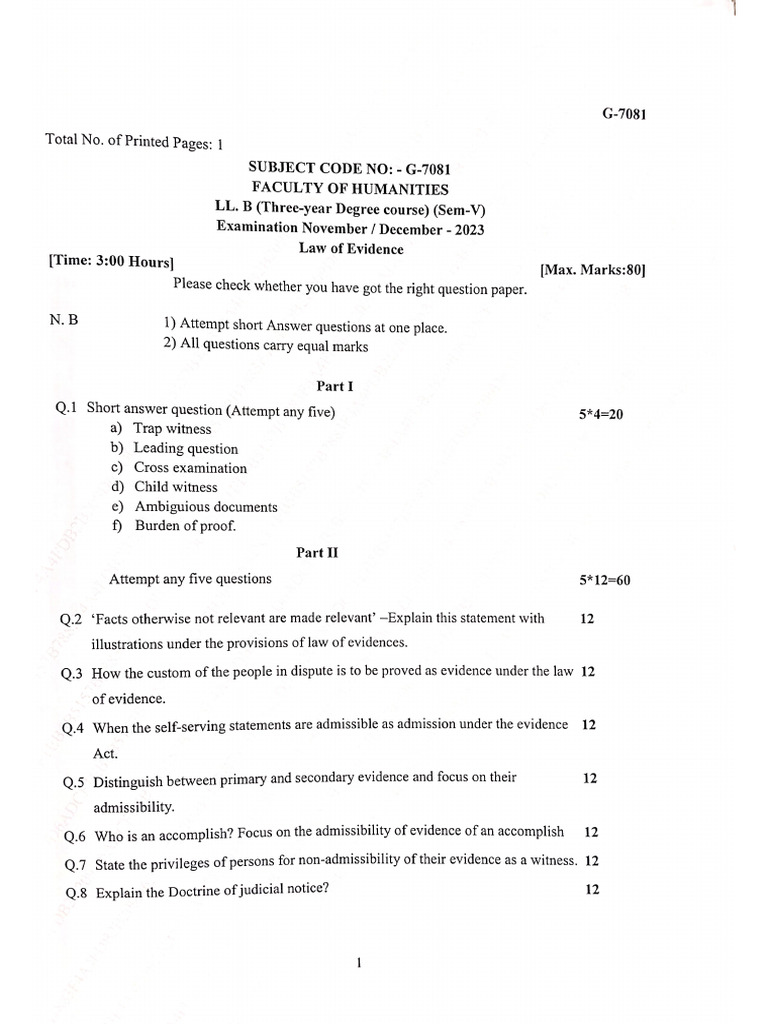 5th Sem Question Papers | PDF