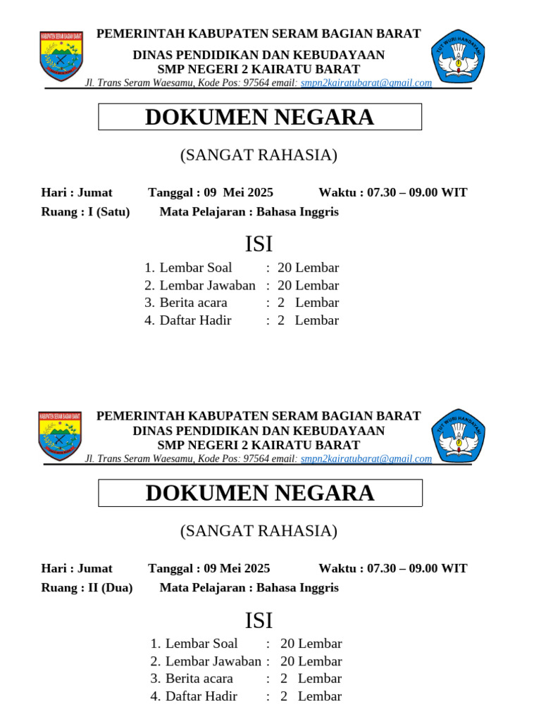 Download Cover Ujian Sekolah SMP | PDF