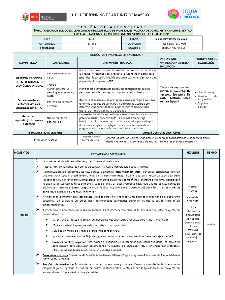 Lean Canvas para Emprendimientos APEC | PDF | Iniciativa empresarial ...