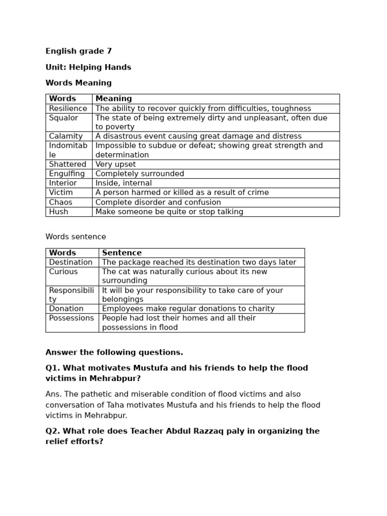 grade 7 English Quiz 1 syllabus | PDF | Linguistics