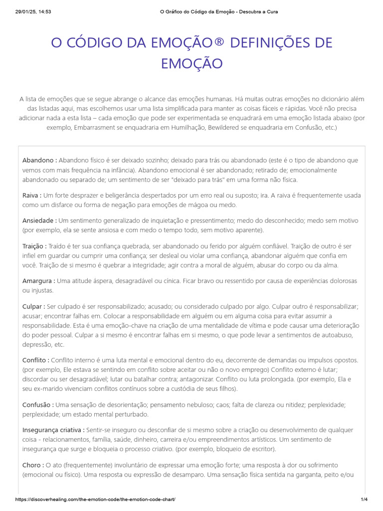 Código das Emoções: Definições e Exemplos | PDF | Emoções | Sentimento