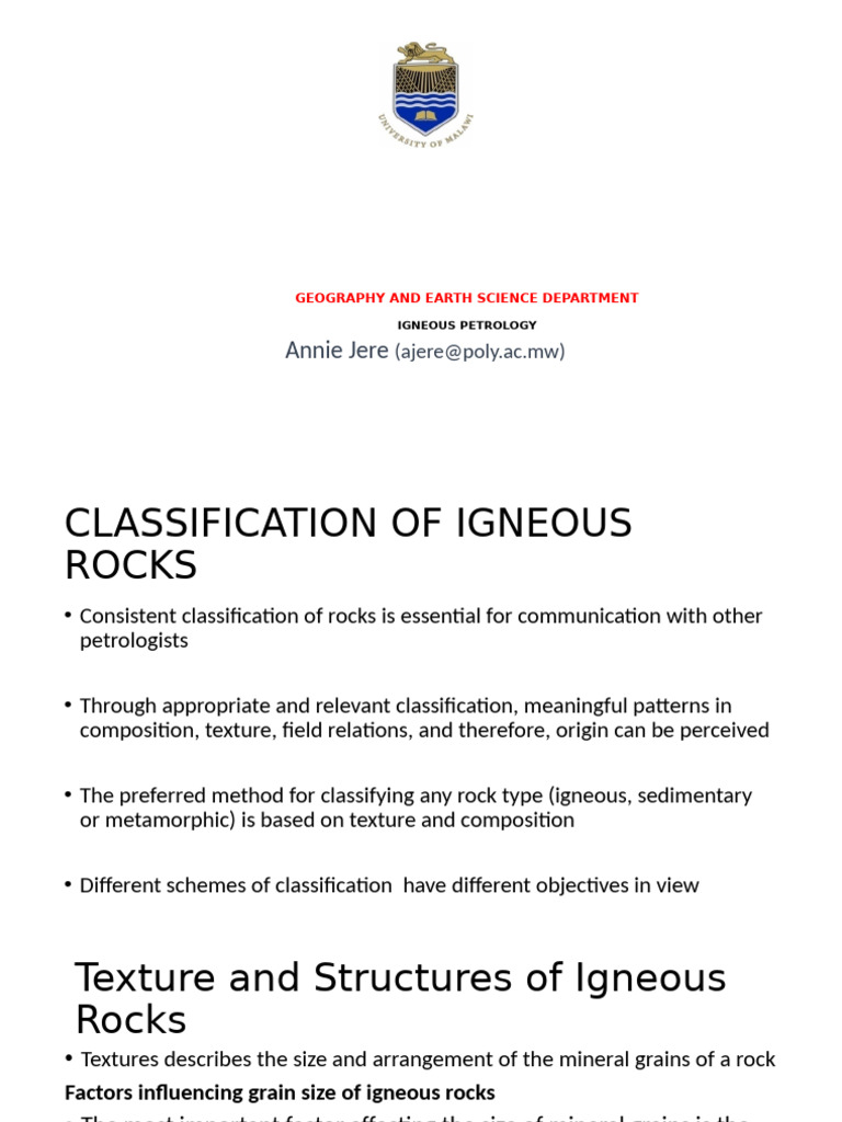 Igneous Rock Classification Guide | PDF | Igneous Rock | Rock (Geology)