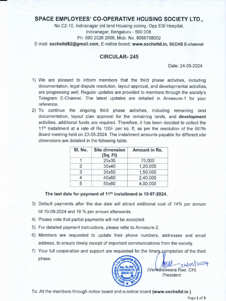 11th Installment Circular-245 Dated 24-05-2024 PDF | PDF