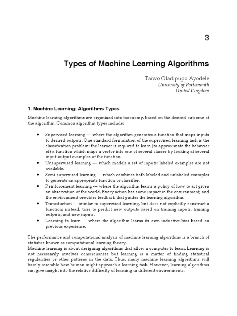 InTech-Types of Machine Learning Algorithms | PDF | Support Vector ...