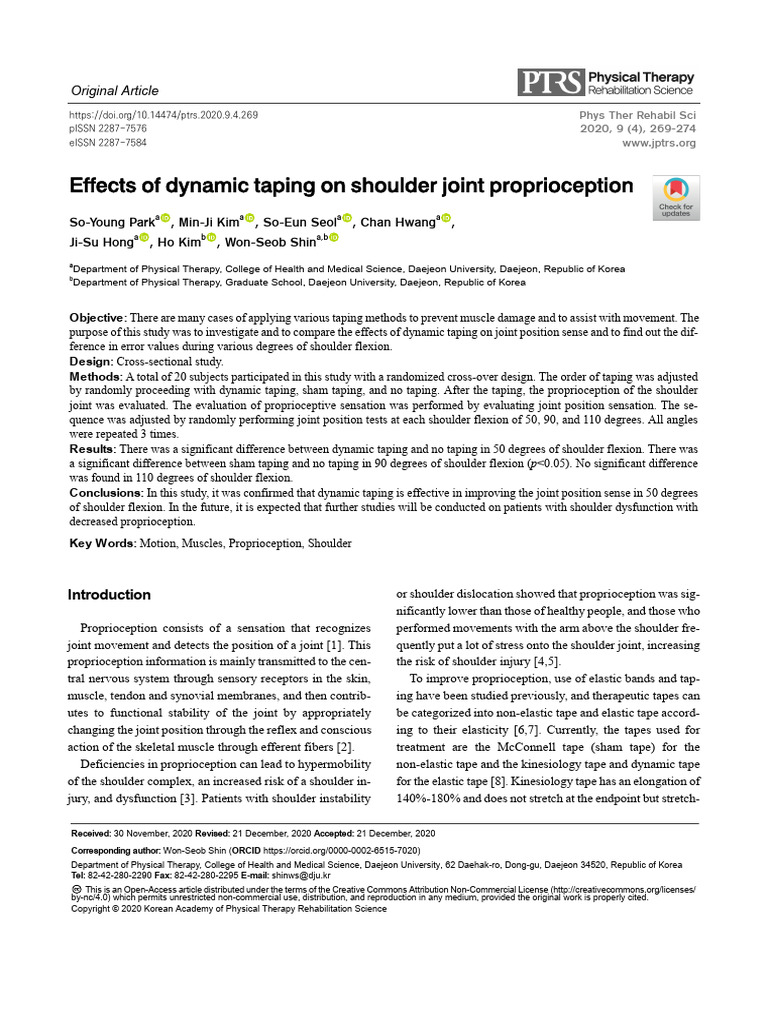 Dynamic Taping Effects on Shoulder Proprioception | PDF