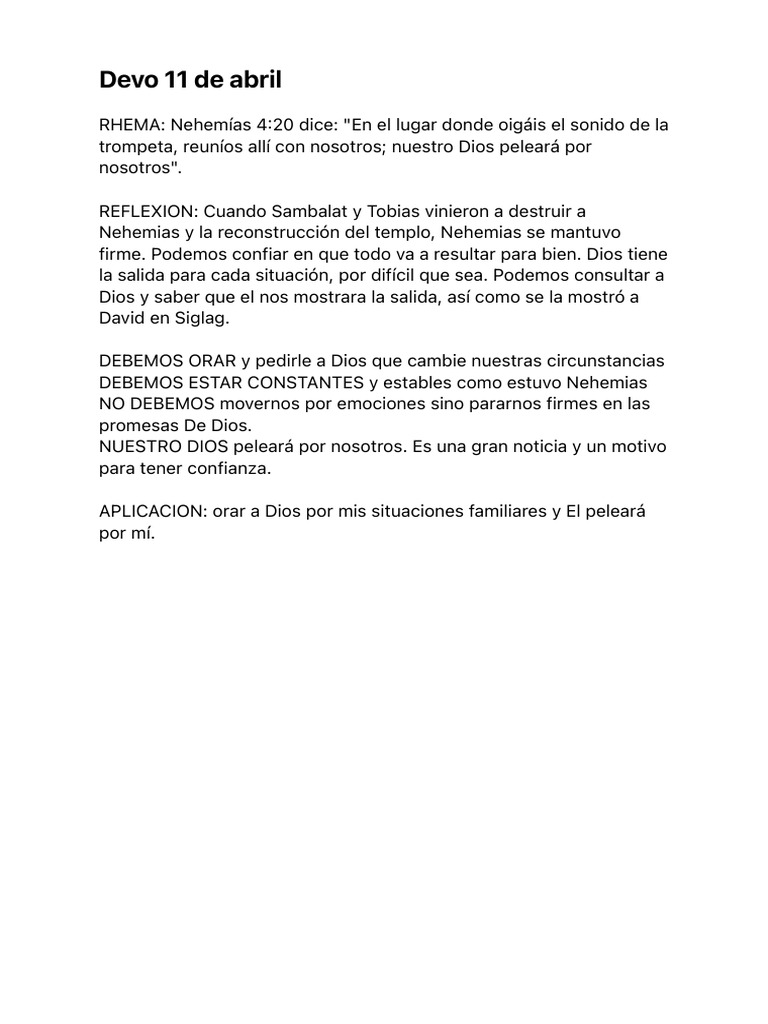 Devo 11 de Abril | PDF