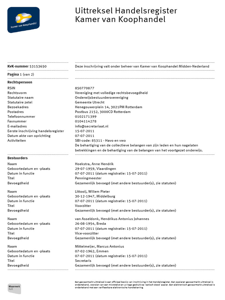 Uittreksel KVK | PDF