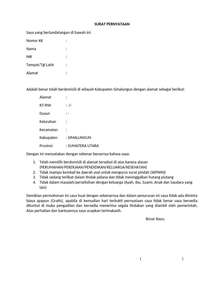 SURAT PERNYATAAN(1) | PDF