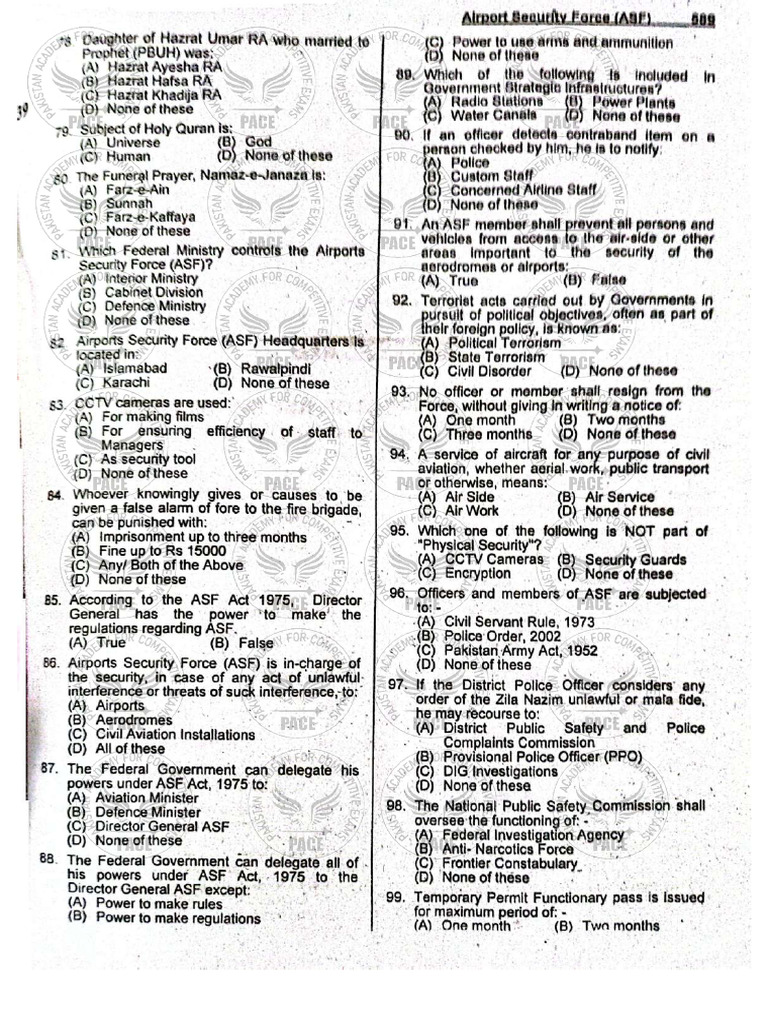 ASF Inspector Past Papers | PDF