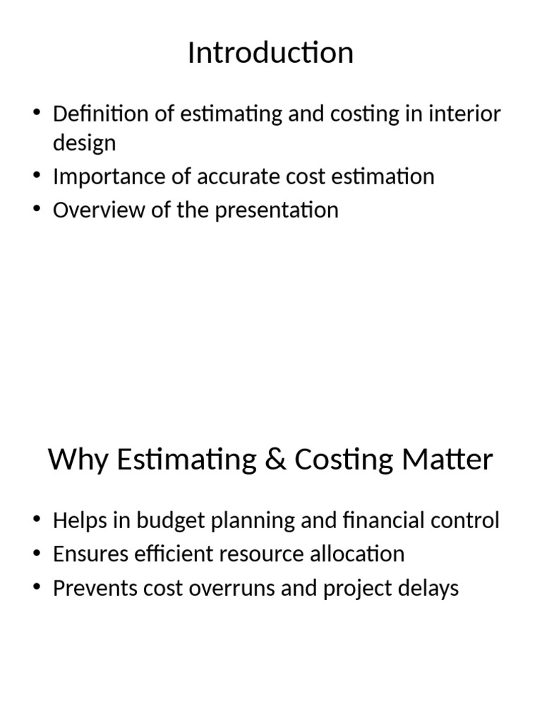 Estimating Costing Interior Design | PDF