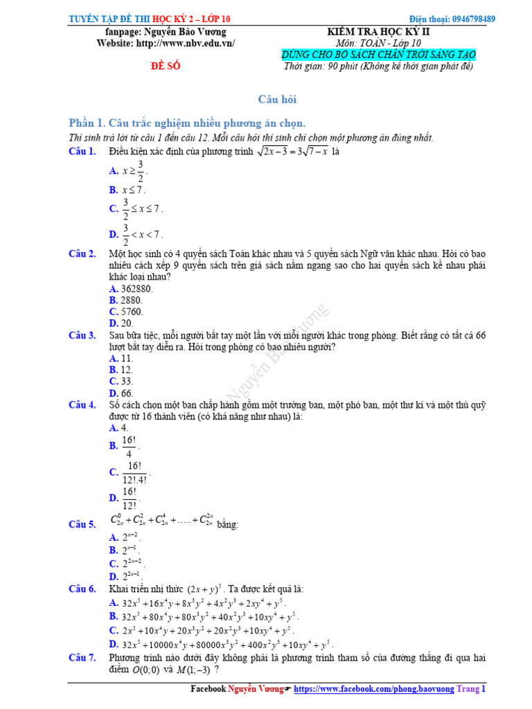 Đề số 4-HK2-CTST 10 | PDF