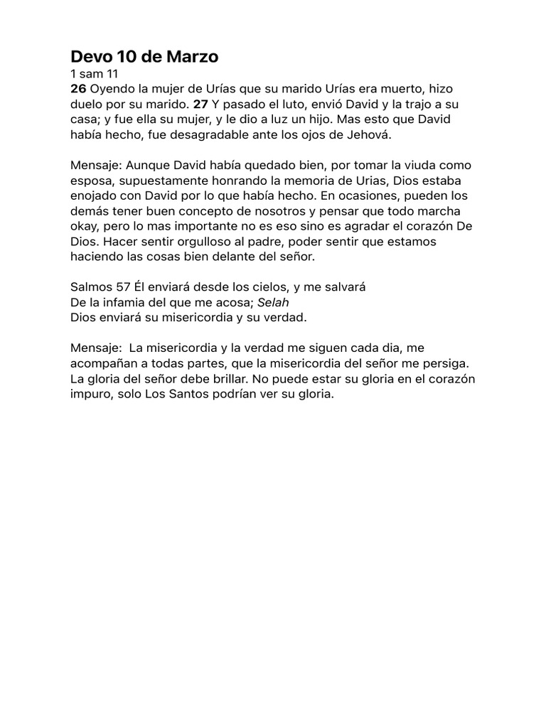 Devo 10 de Marzo | PDF