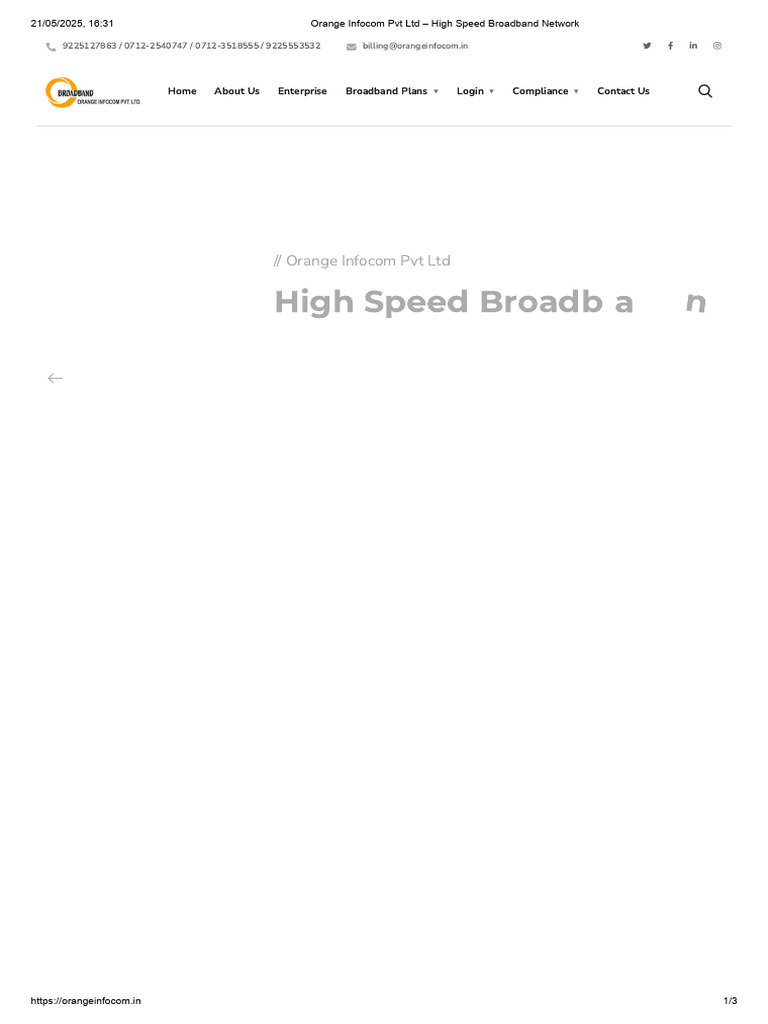 Orange Infocom PVT LTD - High Speed Broadband Network | PDF | Internet ...