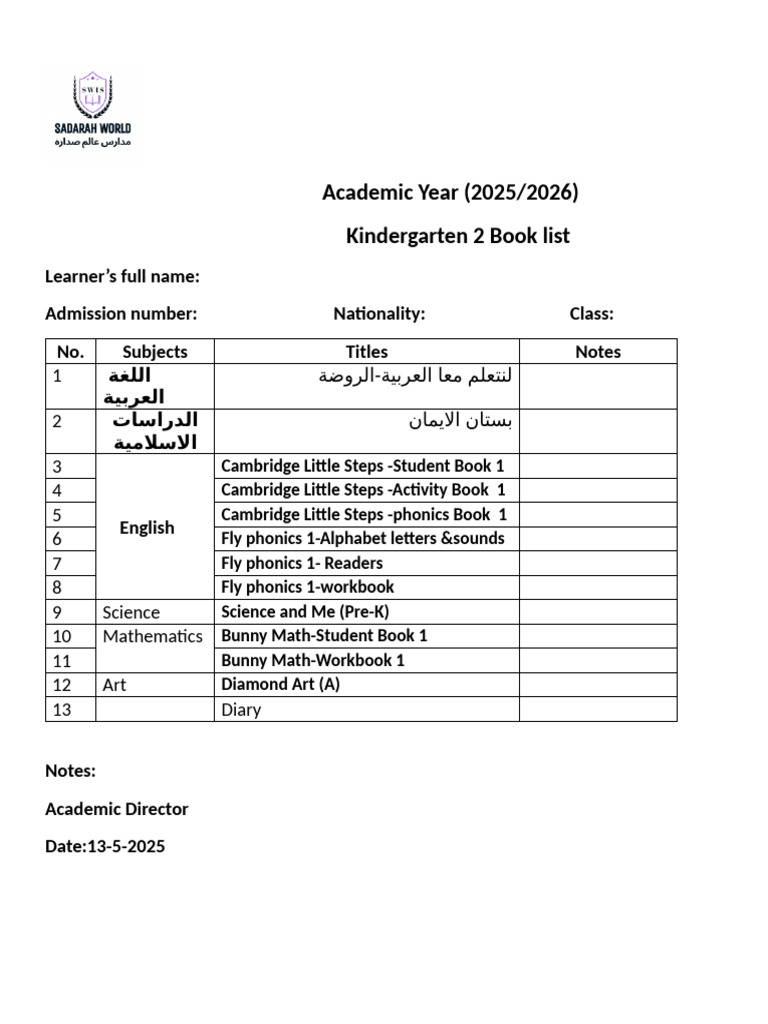 Kg1 Book List | PDF