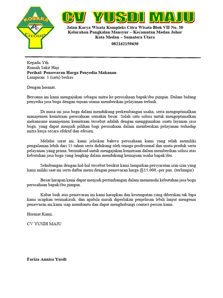 Penawaran Harga CV YUSDI MAJU | PDF