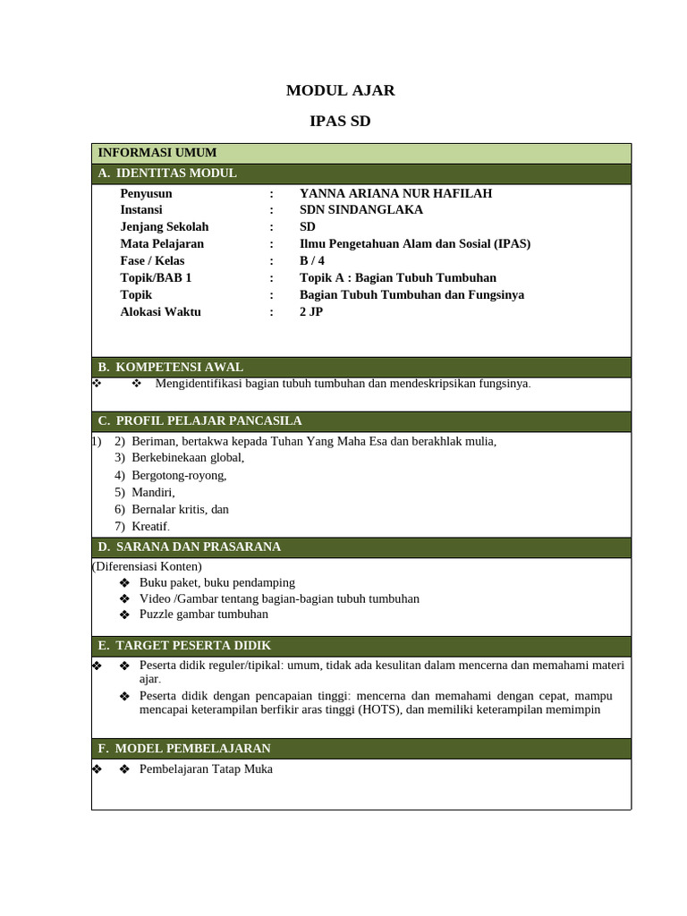 Modul Ajar Ipas SD | PDF