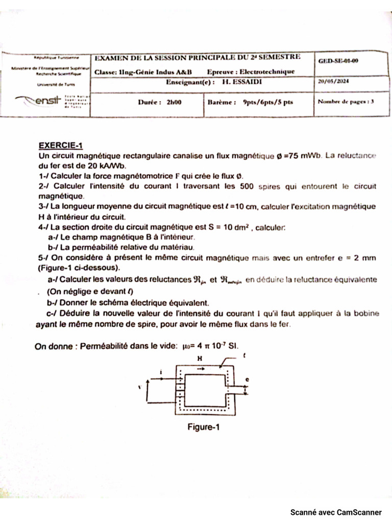 Examen Électrotechnique | PDF