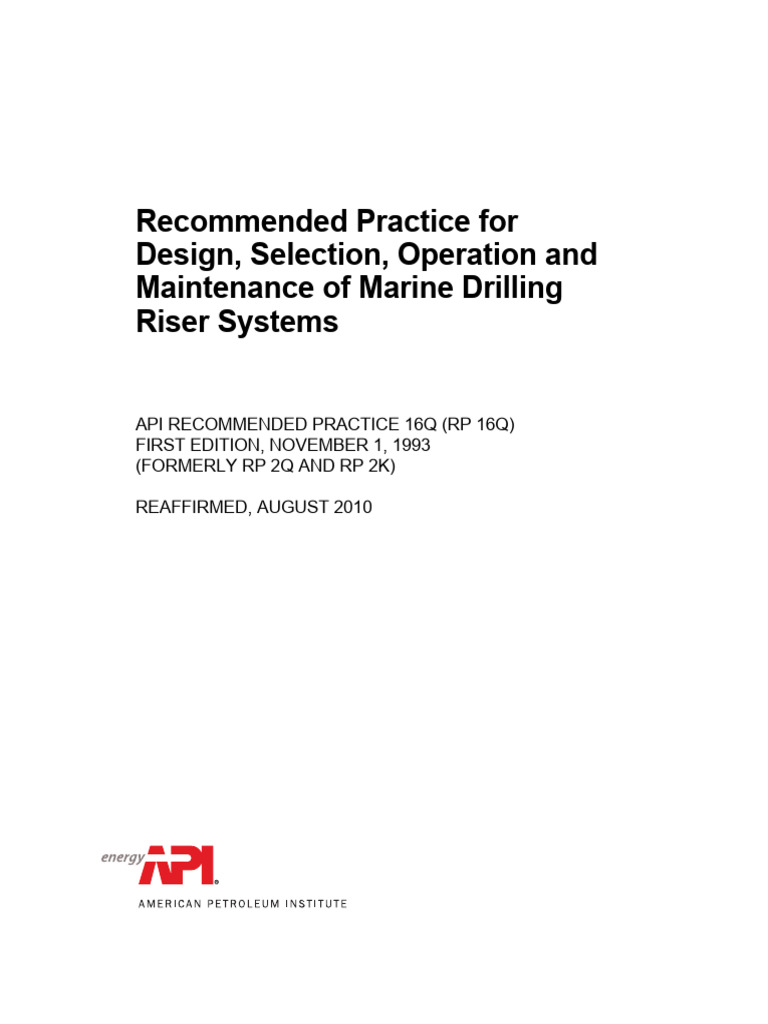 API 16Q R2010 1st Edition Design | PDF
