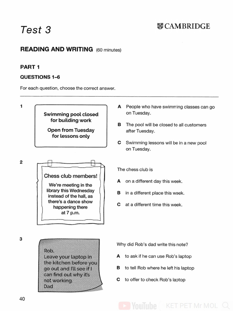 Examen A2 de Inglés Cambridge PDF | PDF