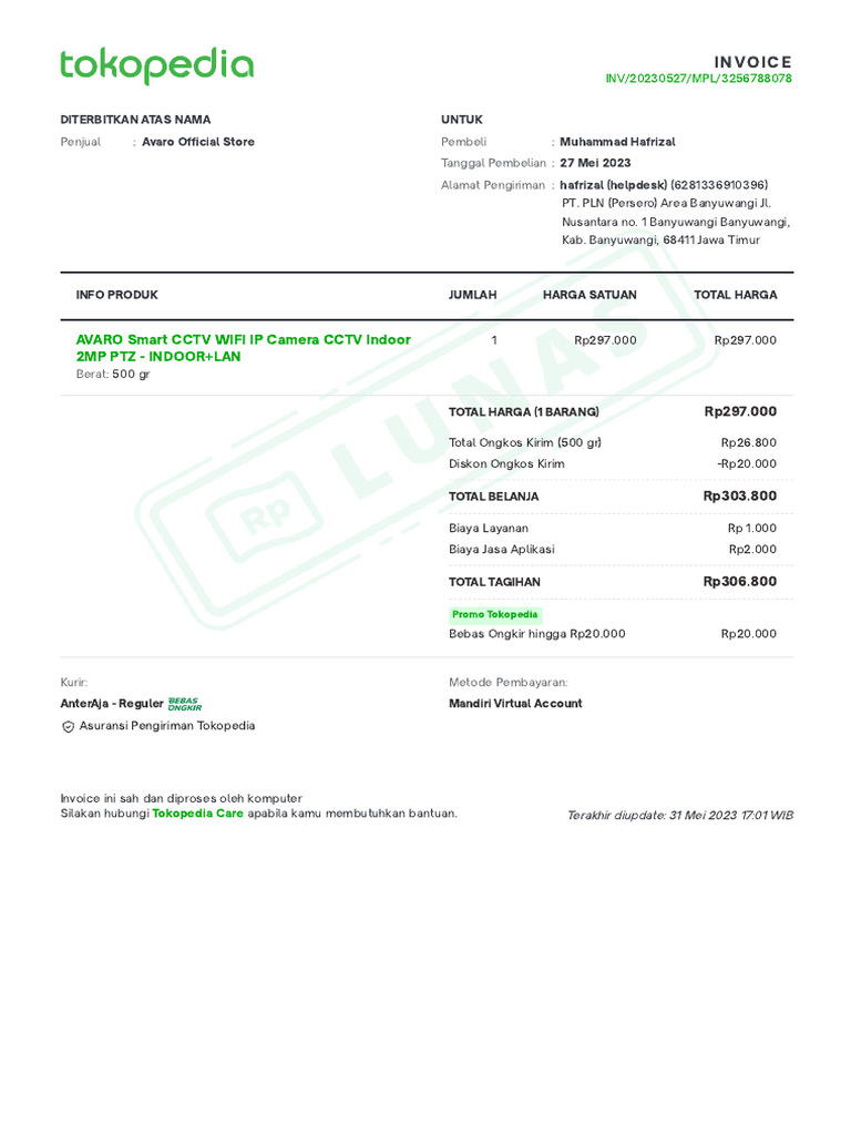 Invoice Avaro CCTV | PDF