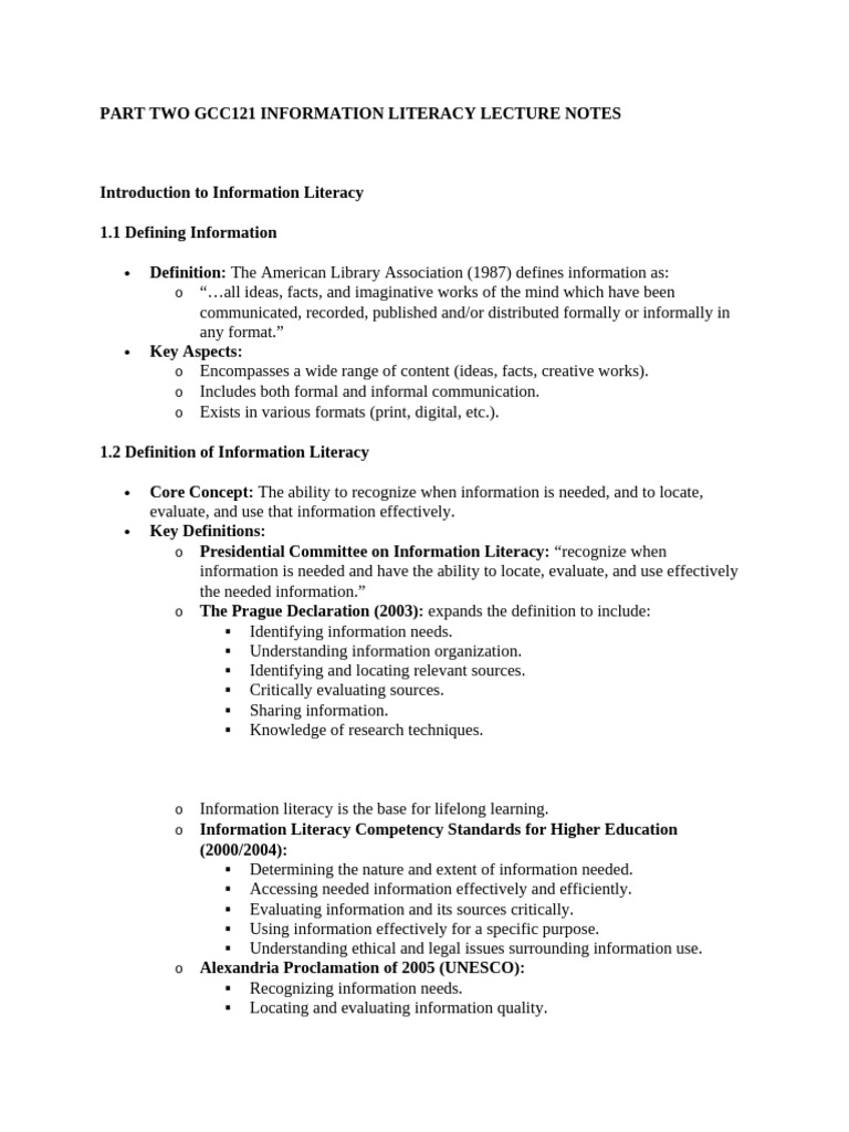 Information Literacy and Internet Basics | PDF | Information Literacy ...