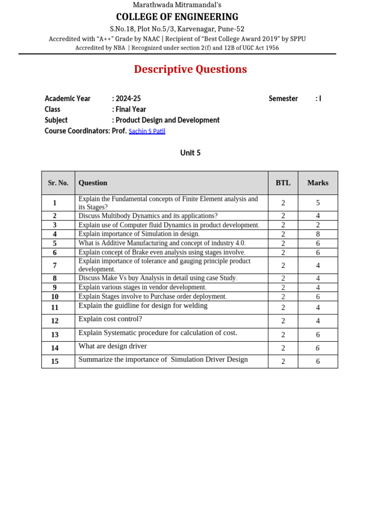 Product Design & Development Questions | PDF