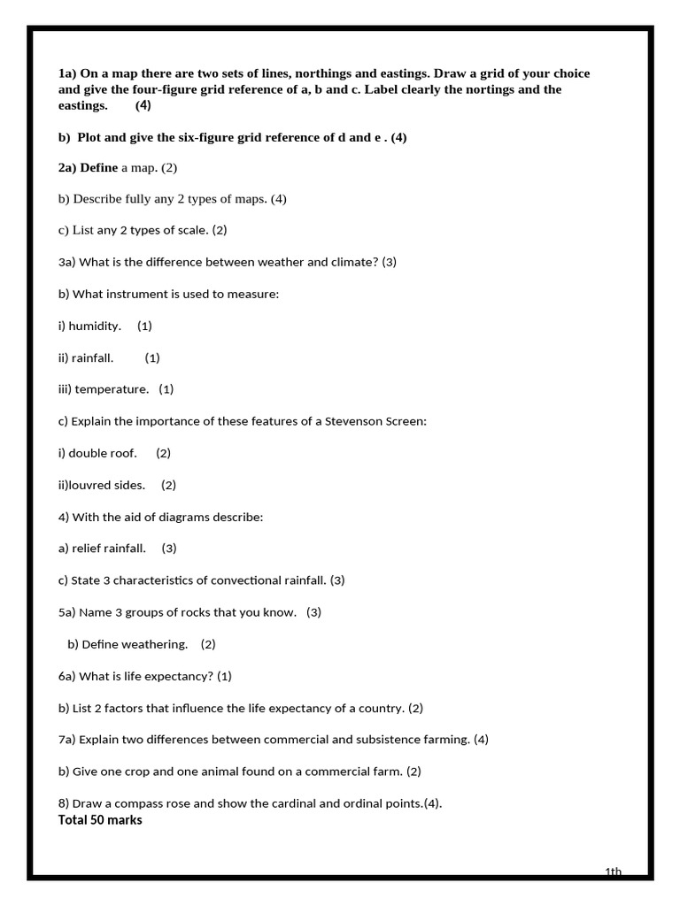 Grade 7 Geography Term 3 Test Guide | PDF