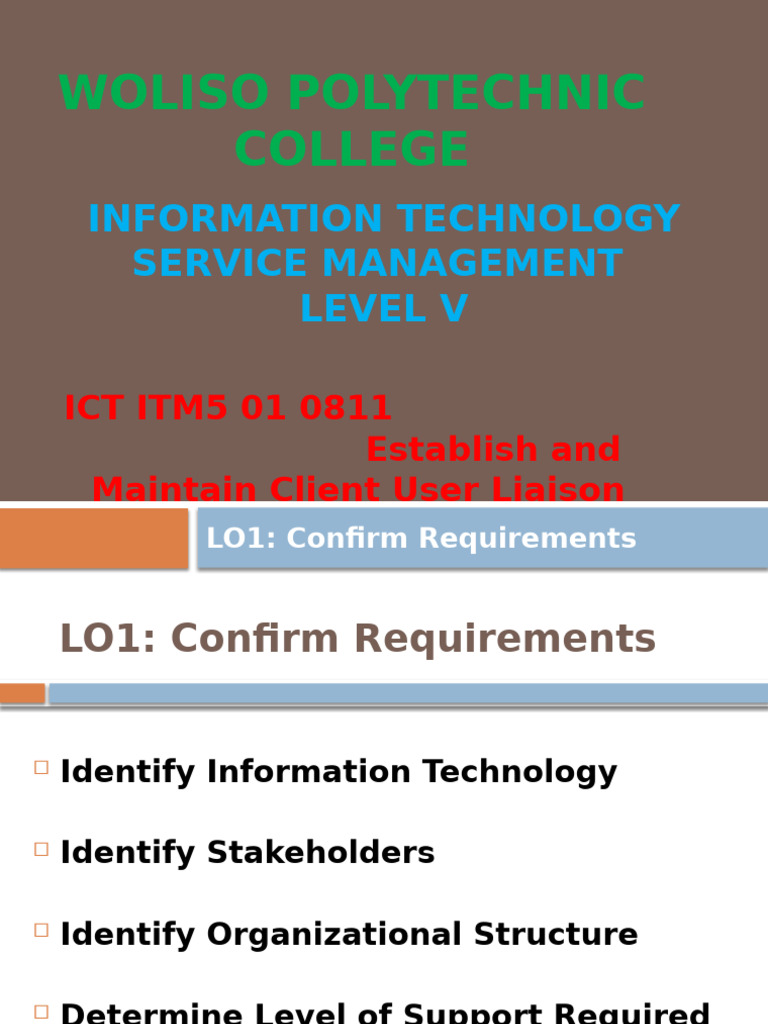 ICT ITM5!01!0811 Establish and Maintain Client User Liaison | PDF | Service Level Agreement ...
