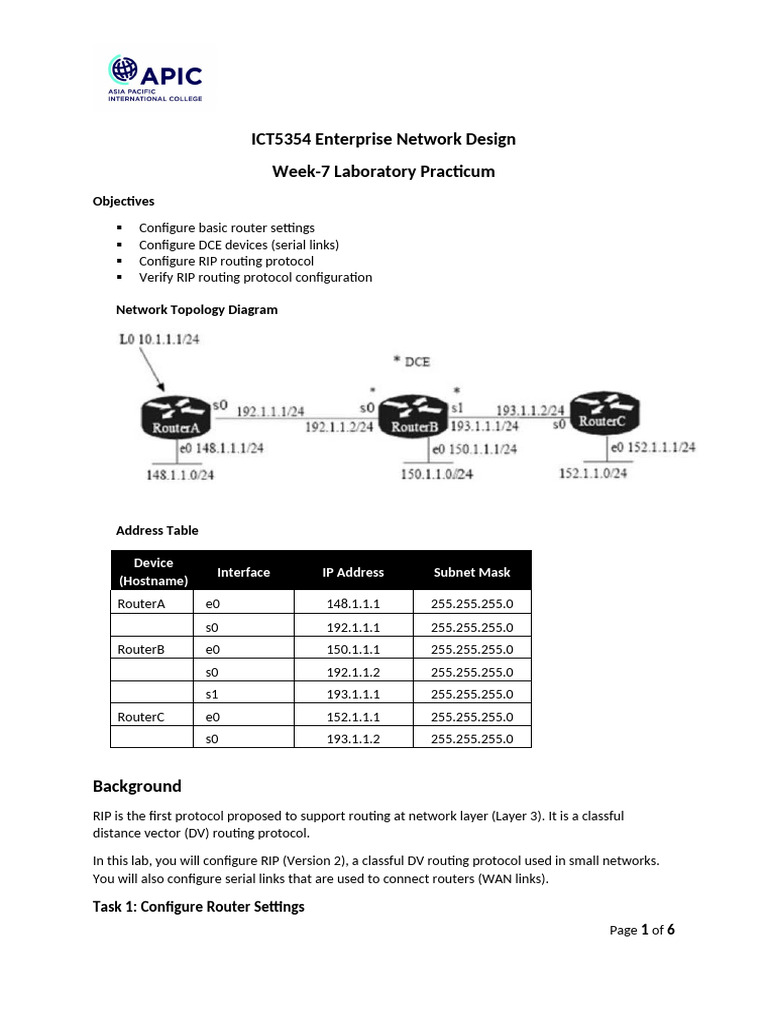 Week-7 Lab Practicum - Enterprise Network and Design | PDF | Router ...