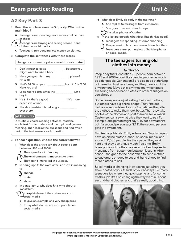 Exam - Practice - Reading Shopping-2 | PDF