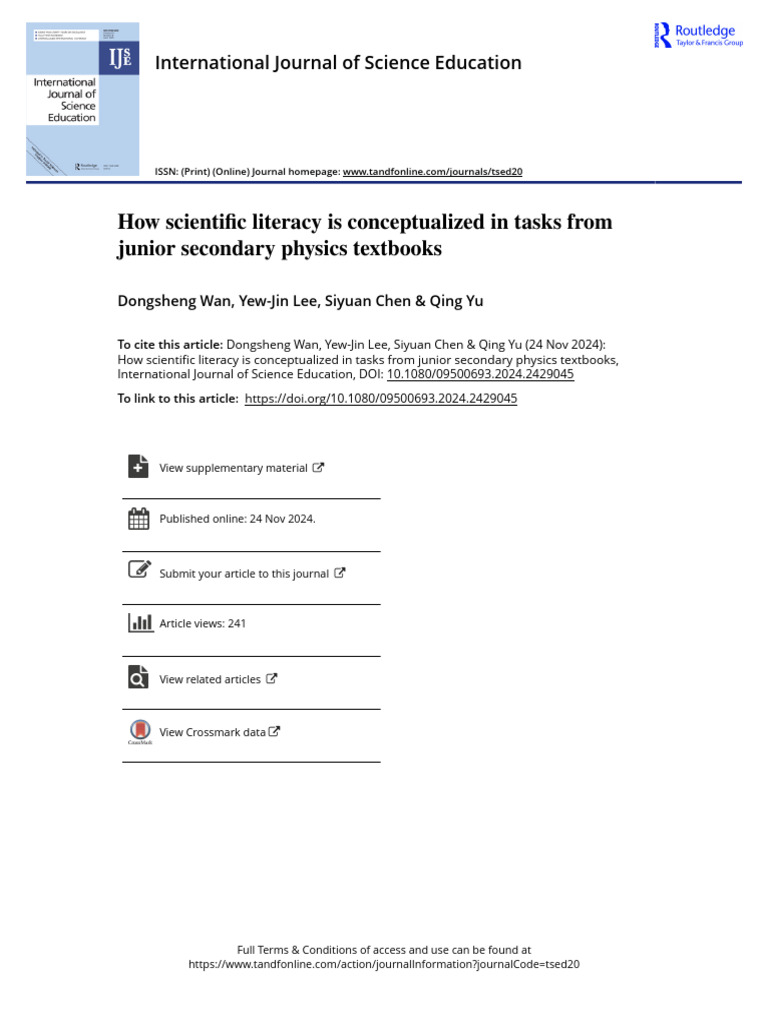 How Scientific Literacy Is Conceptualized in Tasks From Junior ...