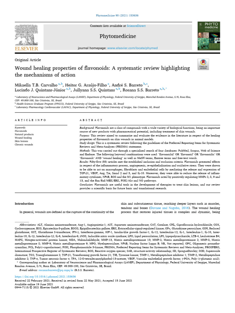 Flavonoids in Wound Healing Review | PDF | Systematic Review | Wound